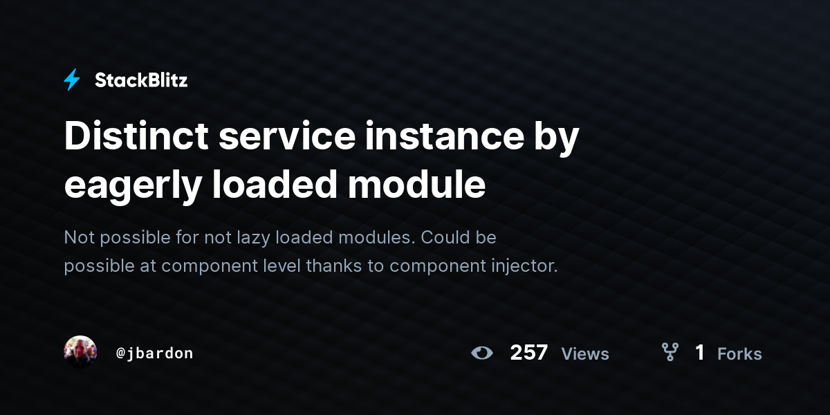 Distinct service instance by eagerly loaded module - StackBlitz