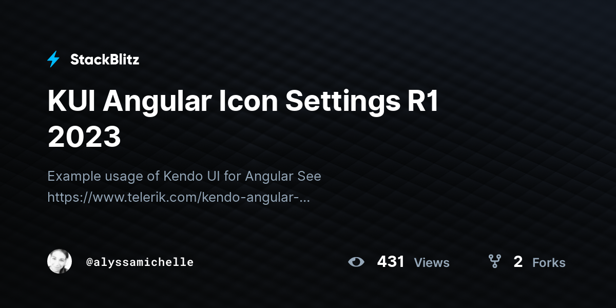 KUI Angular Icon Settings R1 2023 - StackBlitz