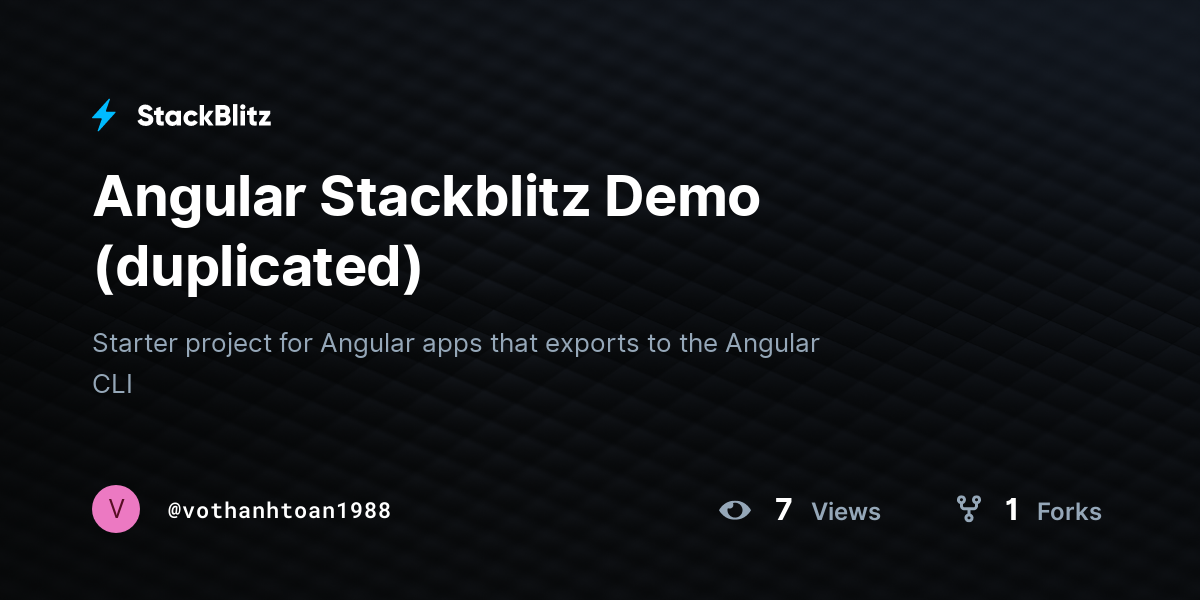 Angular Stackblitz Demo (duplicated) - StackBlitz