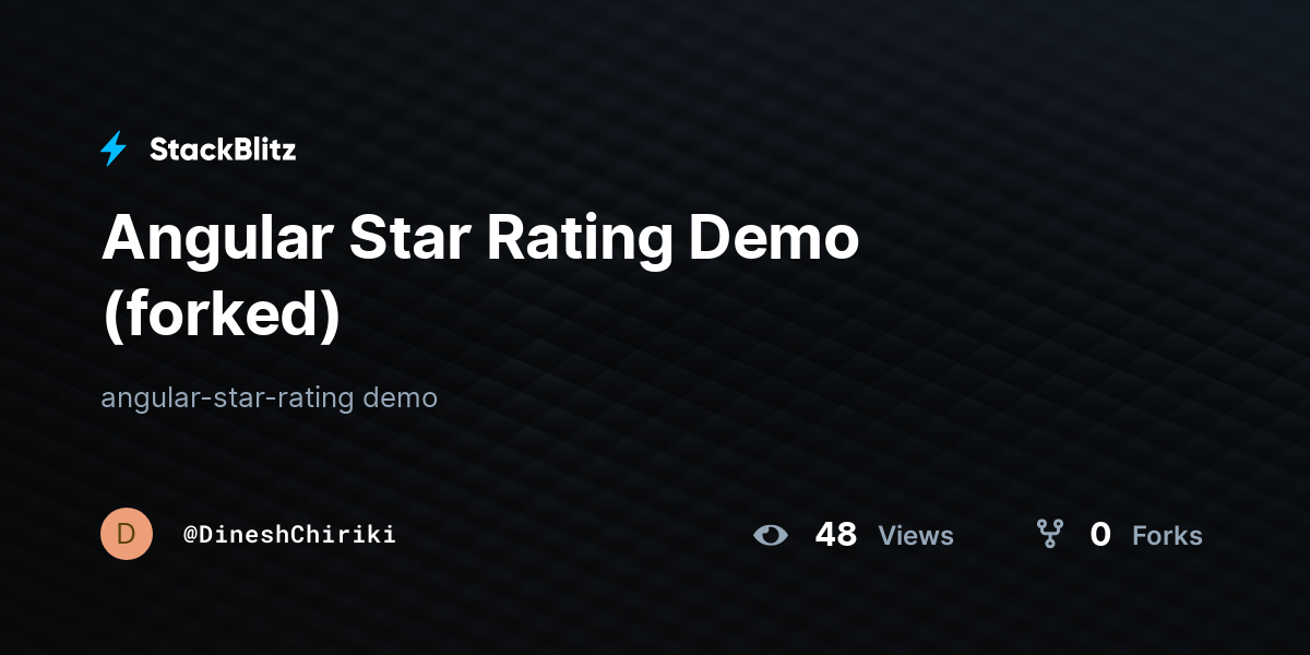 Angular Star Rating Demo (forked) - StackBlitz Angular Star Rating Demo (forked) - StackBlitz