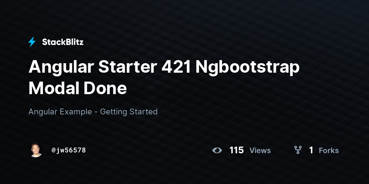 Angular Starter 421 Ngbootstrap Modal Done - StackBlitz
