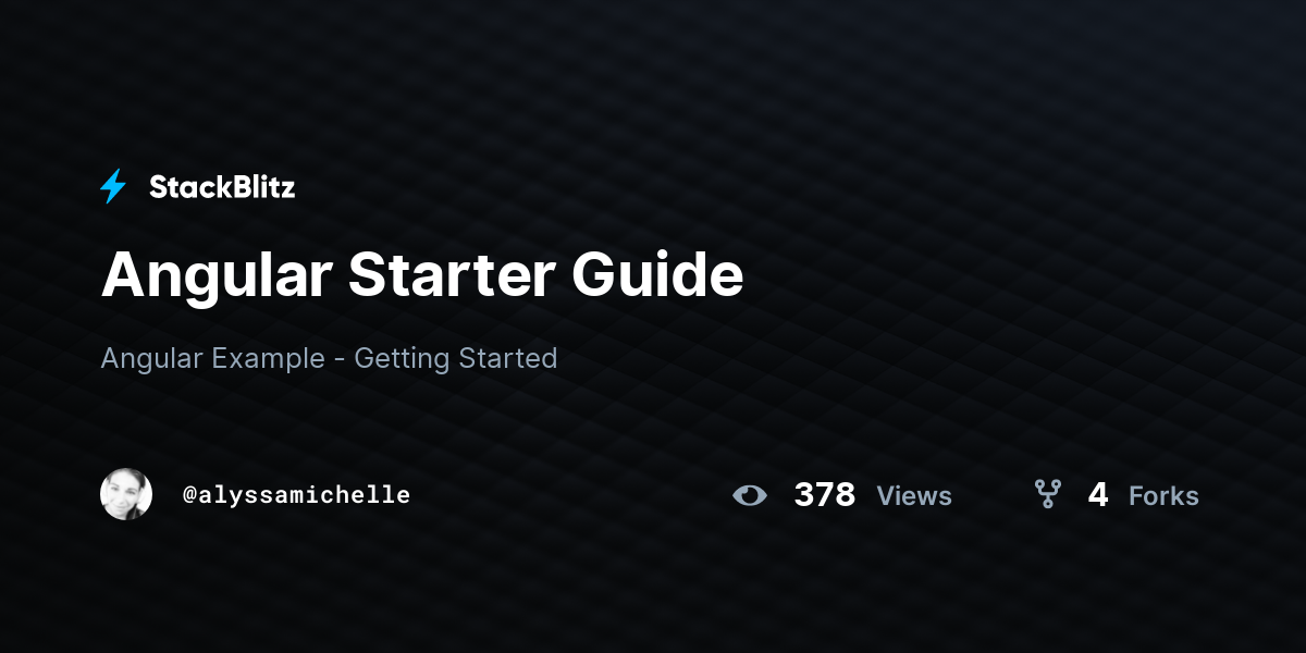 Angular Starter Guide - StackBlitz