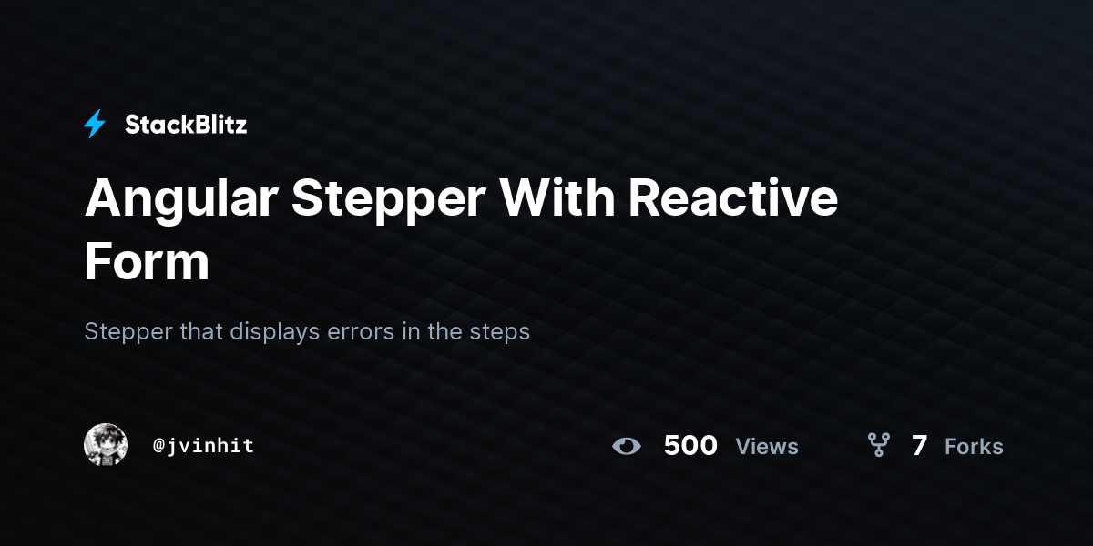 Angular Stepper With Reactive Form - StackBlitz