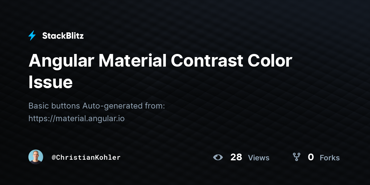 Angular Material Contrast Color Issue - StackBlitz