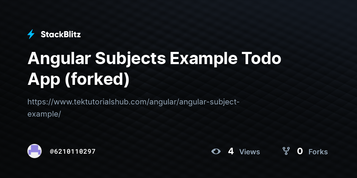 Angular Subjects Example Todo App (forked) - StackBlitz