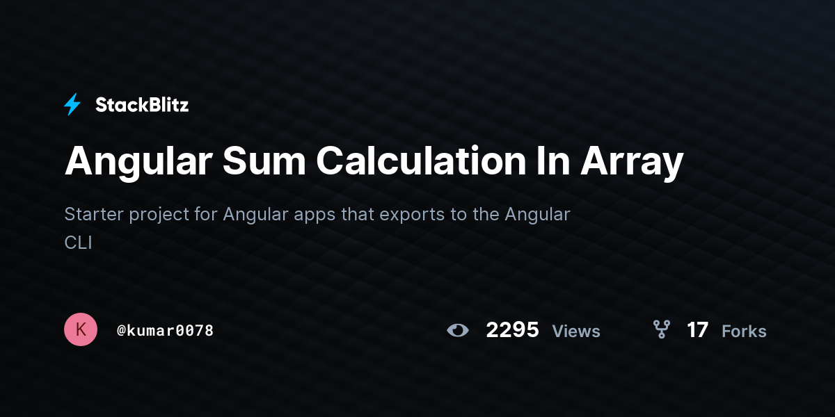 Angular Sum Calculation In Array - StackBlitz