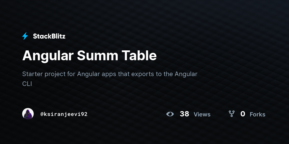 Angular Summ Table - StackBlitz