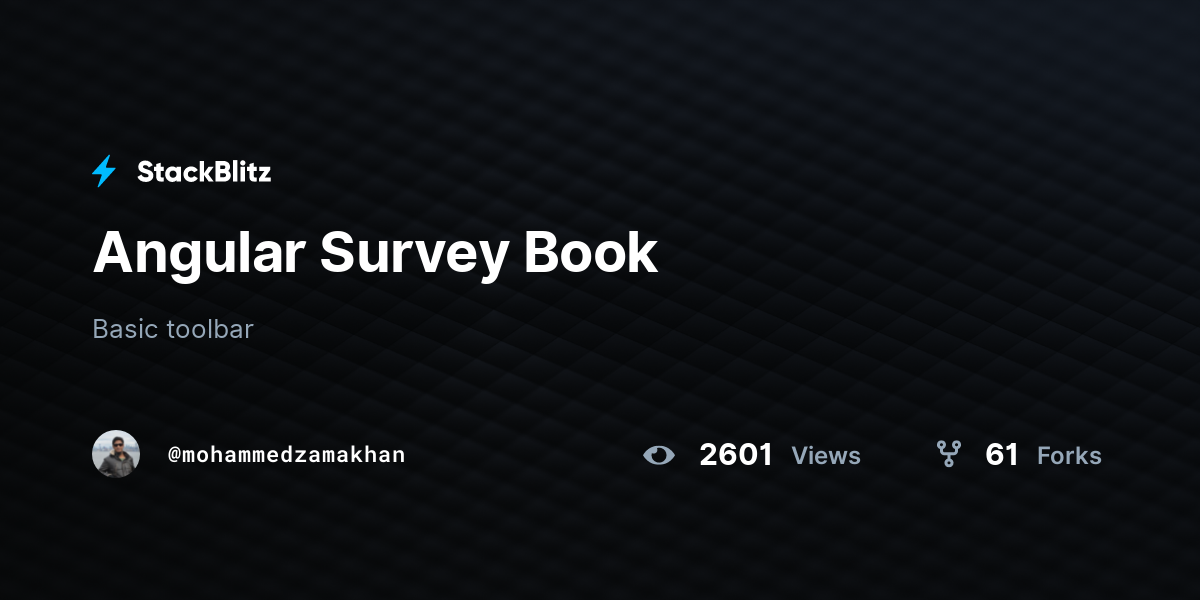 Angular Survey Book - StackBlitz