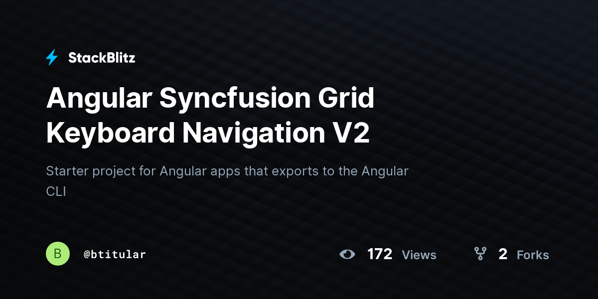 Angular Syncfusion Grid Keyboard Navigation V2 - StackBlitz