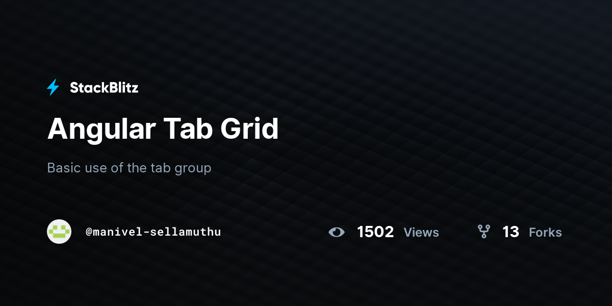 Angular Tab Grid - StackBlitz