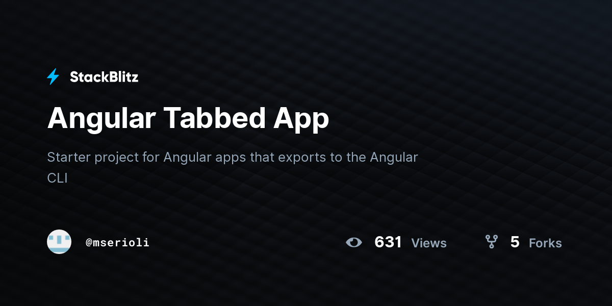 Angular Tabbed App - StackBlitz