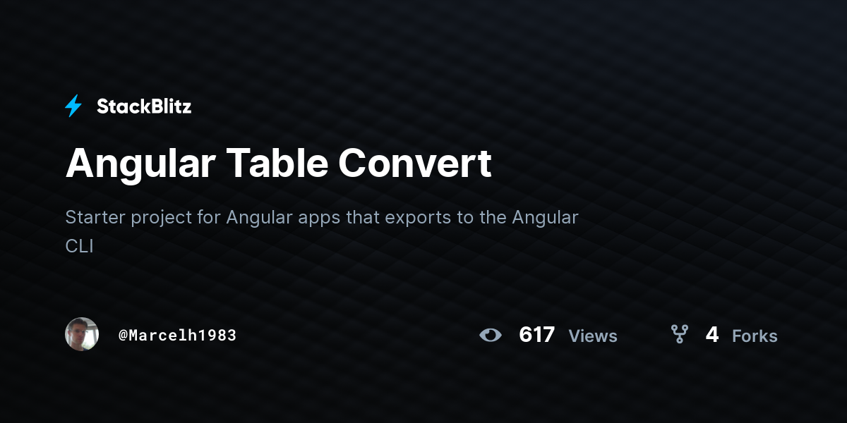 Angular Table Convert - StackBlitz Angular Table Convert - StackBlitz