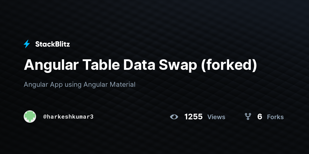 Angular Table Data Swap (forked) - StackBlitz