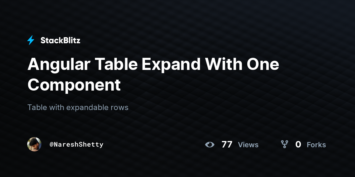 Angular Table Expand With One Component - StackBlitz