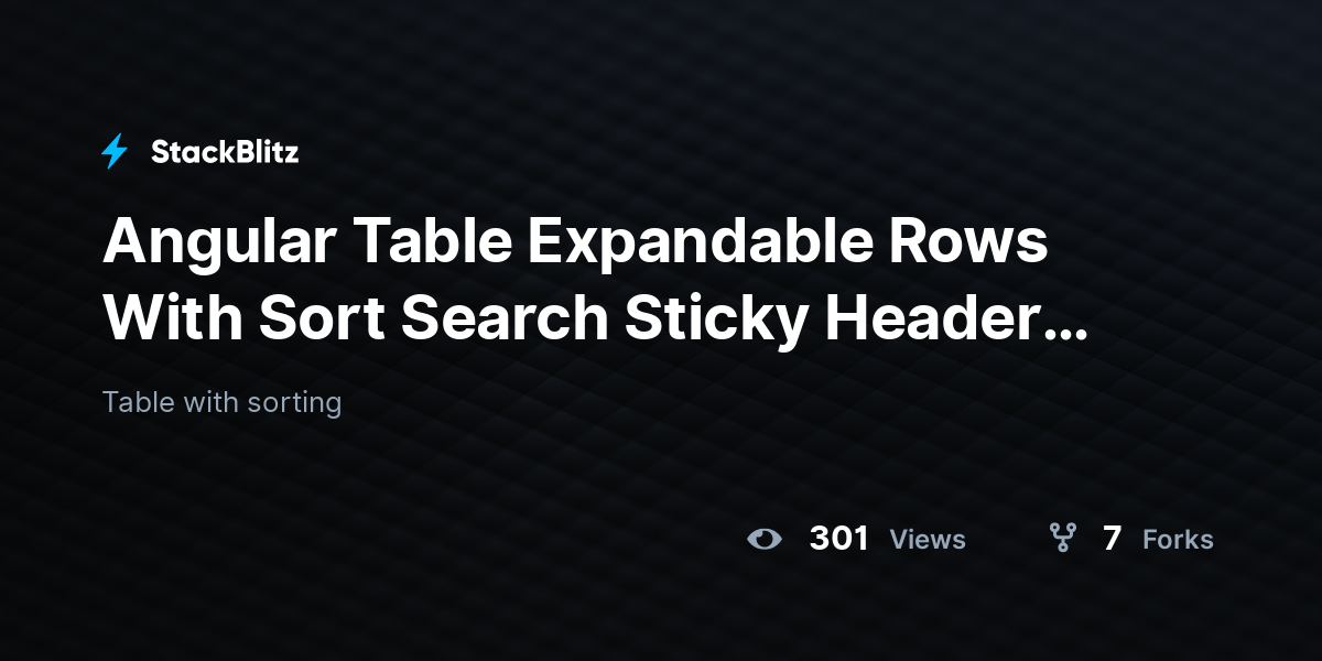 Angular Table Expandable Rows With Sort Search Sticky Header Forked