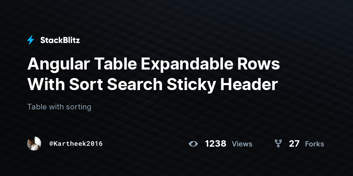 Angular Table Expandable Rows With Sort Search Sticky Header - StackBlitz