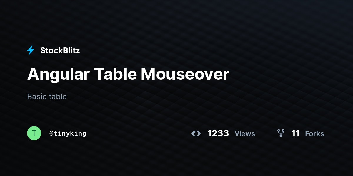 Angular Table Mouseover - StackBlitz Angular Table Mouseover - StackBlitz