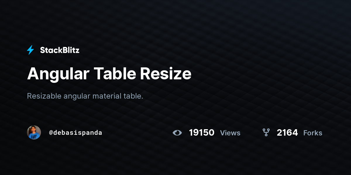 Angular Table Resize - StackBlitz Angular Table Resize - StackBlitz