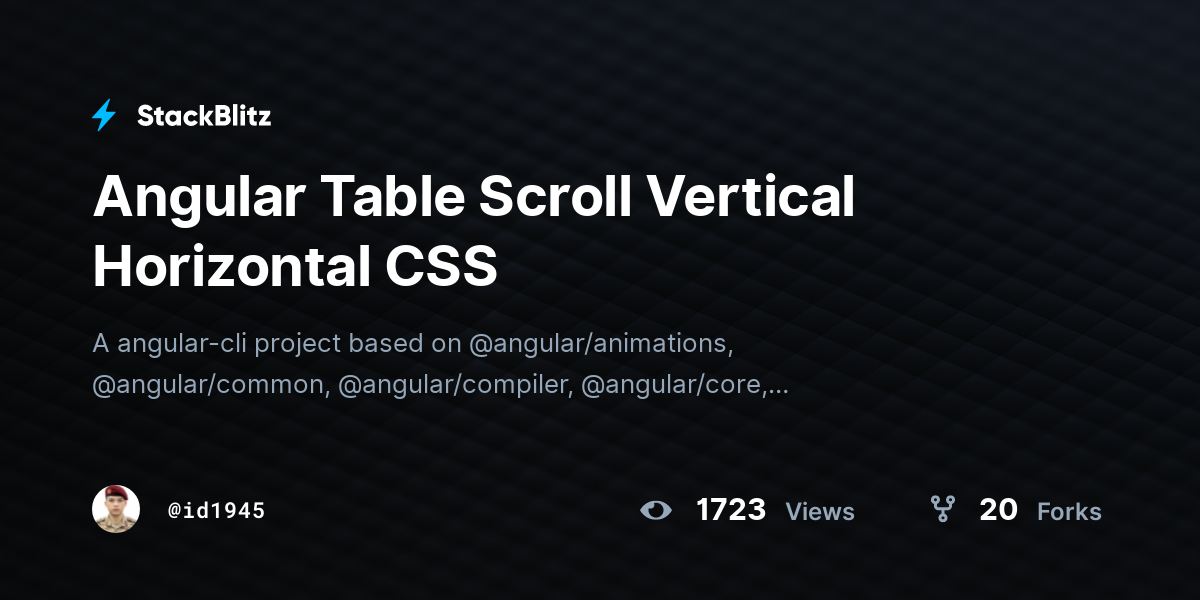 Angular Table Scroll Vertical Horizontal CSS - StackBlitz