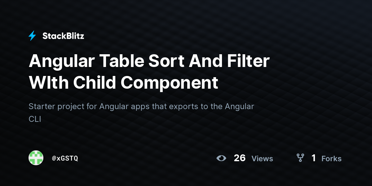 Angular Table Sort And Filter WIth Child Component - StackBlitz