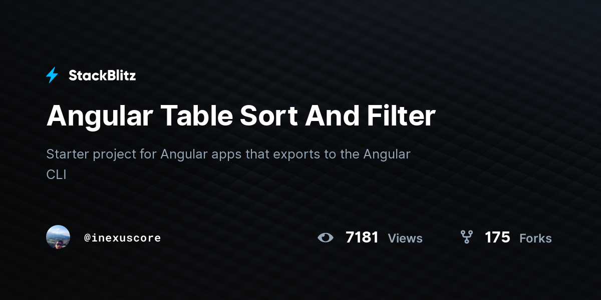 Angular Table Sort And Filter - StackBlitz
