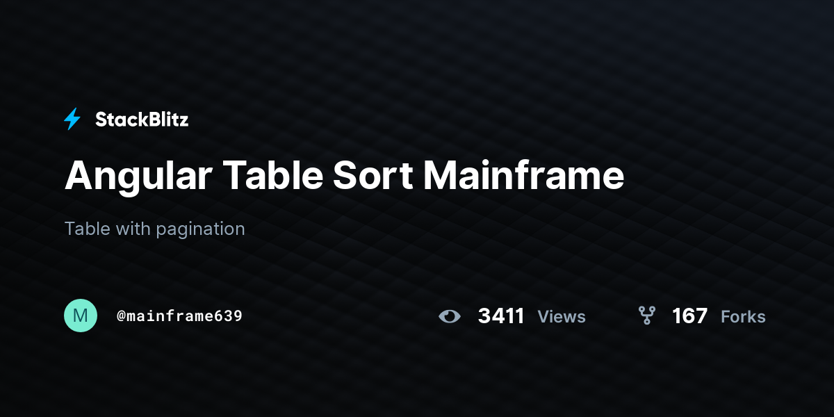 Angular Table Sort Mainframe - StackBlitz
