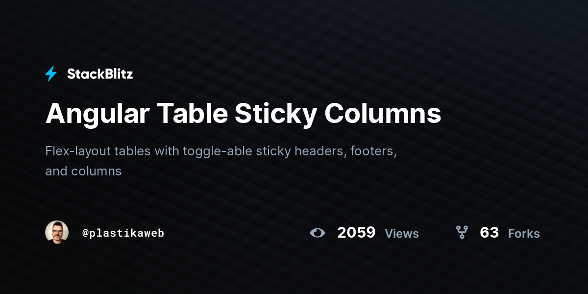 Angular Table Sticky Columns - StackBlitz