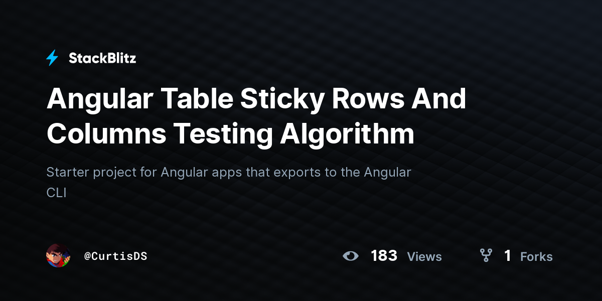 Angular Table Sticky Rows And Columns Testing Algorithm Stackblitz 3550