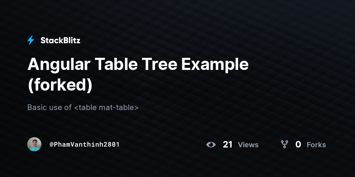 Angular Table Tree Example (forked) - StackBlitz Angular Table Tree Example (forked) - StackBlitz