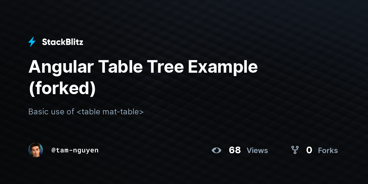 Angular Table Tree Example (forked) - StackBlitz Angular Table Tree Example (forked) - StackBlitz