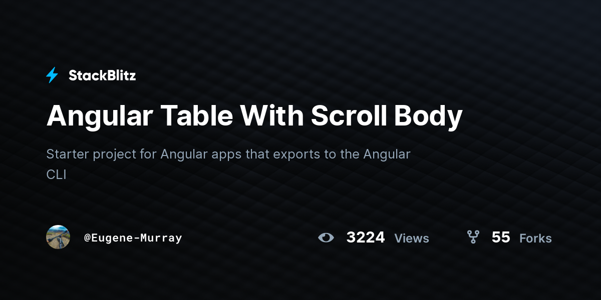 Angular Table With Scroll Body - StackBlitz