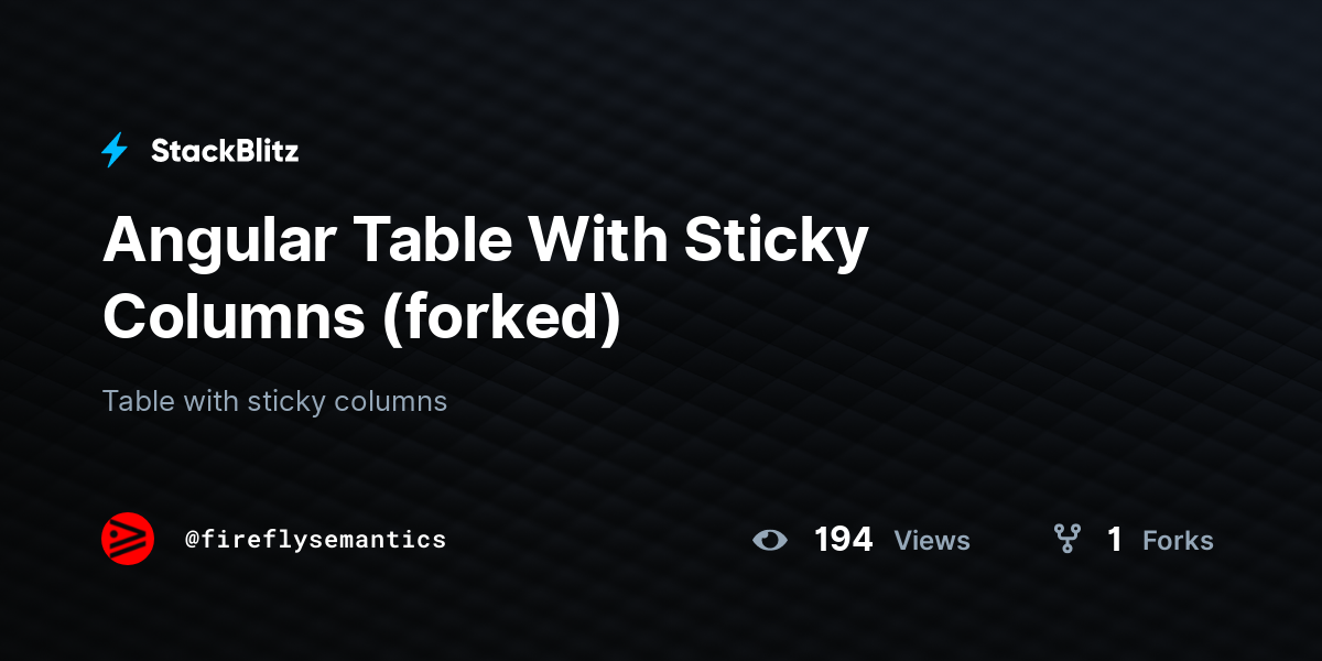 Angular Table With Sticky Columns (forked) - StackBlitz