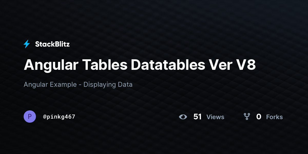 Angular Tables Datatables Ver V8 - StackBlitz