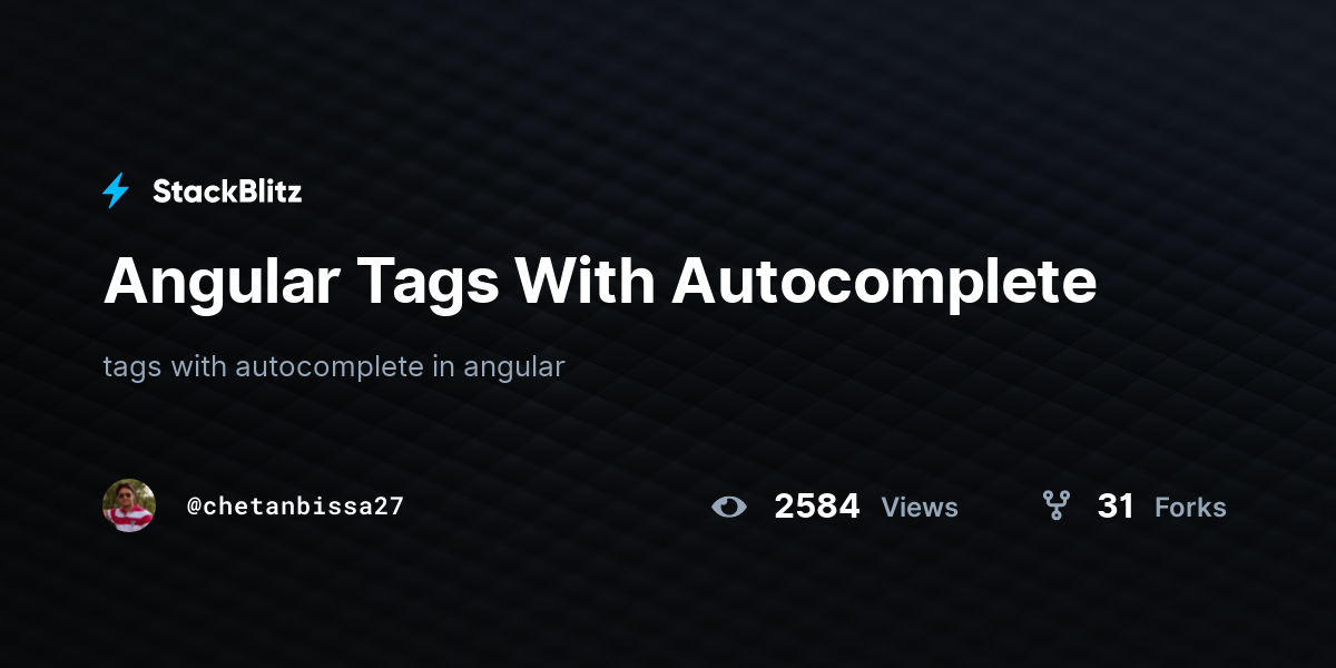 Angular Tags With Autocomplete - StackBlitz