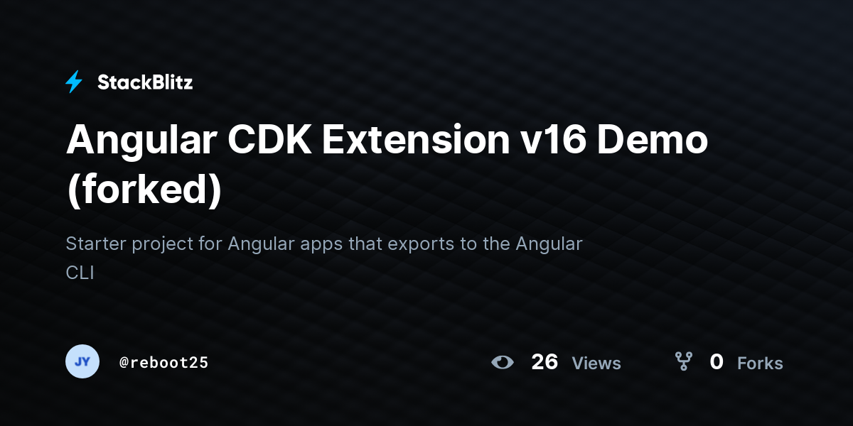 Angular CDK Extension v16 Demo (forked) - StackBlitz