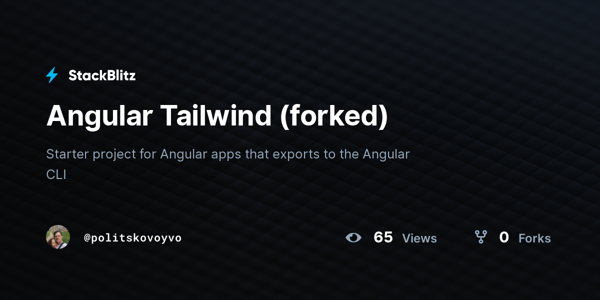 Angular Tailwind Forked Stackblitz