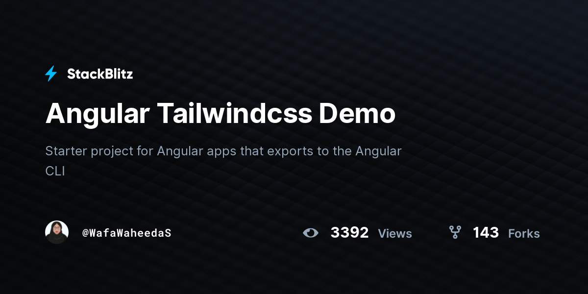 Angular Tailwindcss Demo - StackBlitz