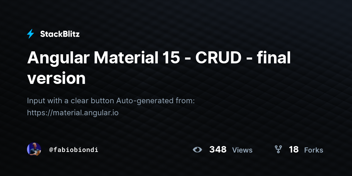 Angular Material 15 - CRUD - final version - StackBlitz