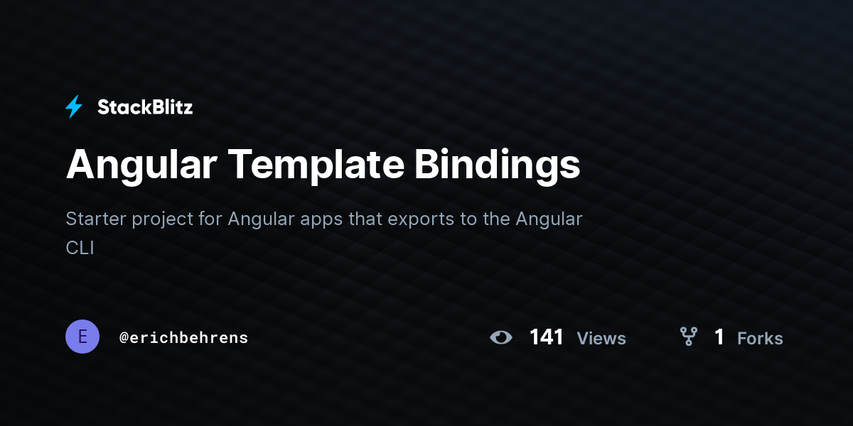 Angular Template Bindings - StackBlitz