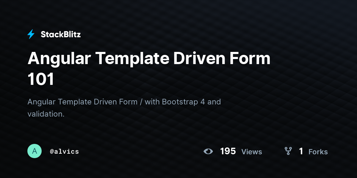 Angular Template Driven Form 101 - StackBlitz