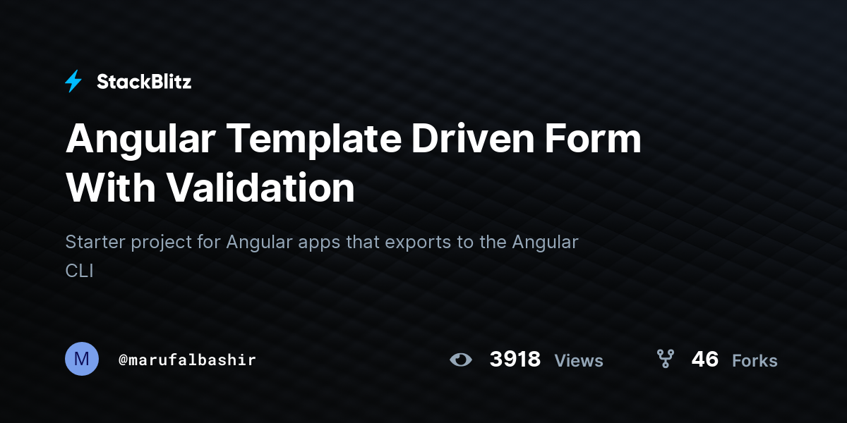 Angular Template Driven Form With Validation - StackBlitz