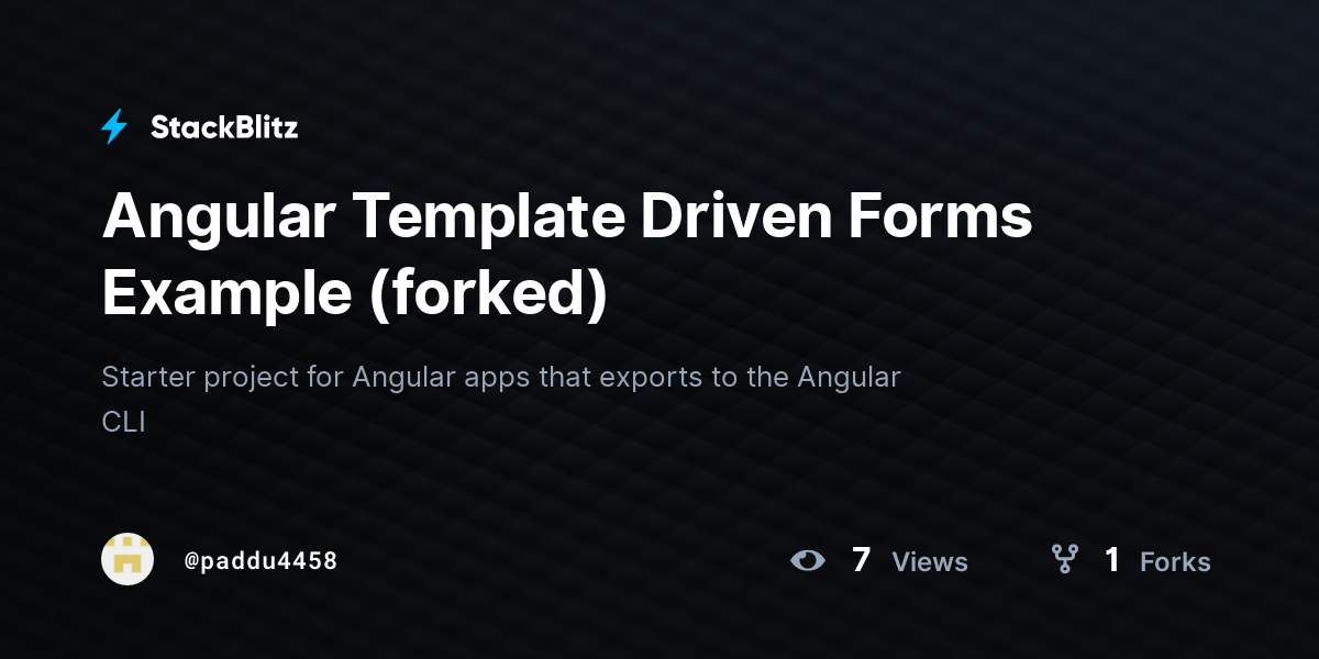 Angular Template Driven Forms Example (forked) - StackBlitz