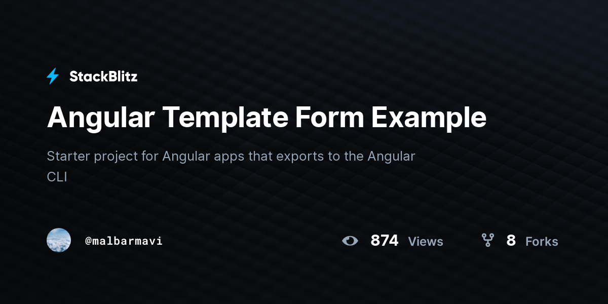 Angular Template Form Example - StackBlitz