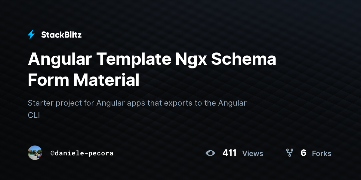 Angular Template Ngx Schema Form Material - StackBlitz Angular Template Ngx Schema Form Material - StackBlitz