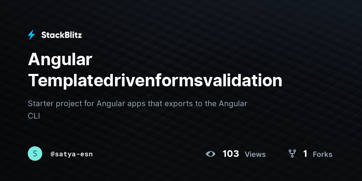 Angular Templatedrivenformsvalidation - StackBlitz