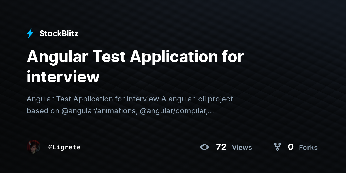 Angular Test Application For Interview Stackblitz