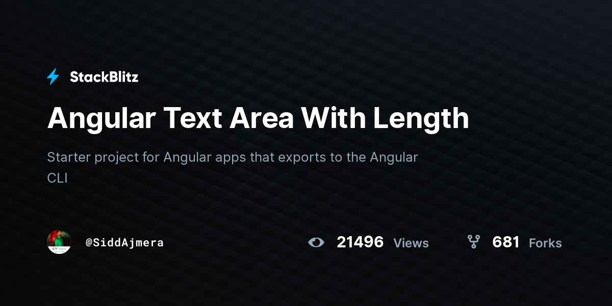 Angular Text Area With Length - StackBlitz