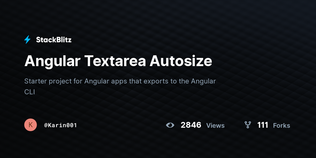 Angular Textarea Autosize - StackBlitz Angular Textarea Autosize - StackBlitz