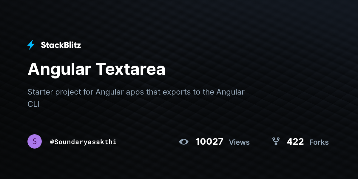 Angular Textarea - StackBlitz Angular Textarea - StackBlitz