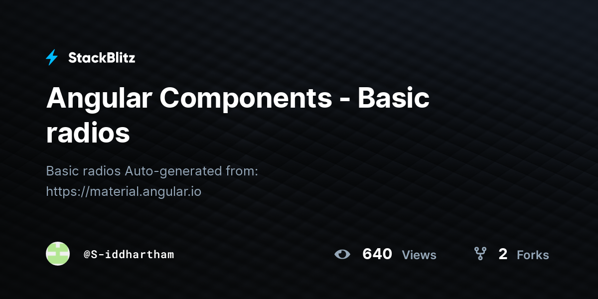 Angular Components - Basic radios - StackBlitz Angular Components - Basic radios - StackBlitz